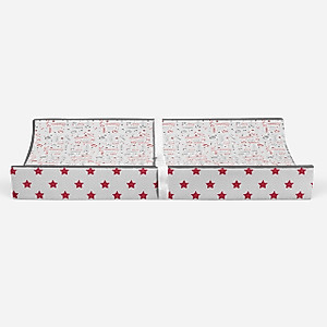 Bacati Baseball Red/Grey Muslin Quilted Changing Pad Cover