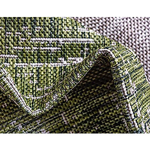 Unique Loom Modern Collection Gradient, Distressed, Vintage, Abstract, Indoor and Outdoor Area Rug, 2 ft x 6 ft, Green/Beige