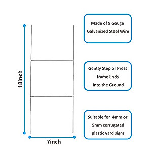 5 Pack Yard Sign Stakes Metal,18'' x 7'' H Frames Yard Stakes for Signs silver