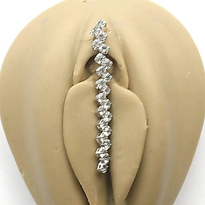 Pave Zig Zag CZ Line Drop VCH Barbell w Heavy Ball for Extra Pressure.