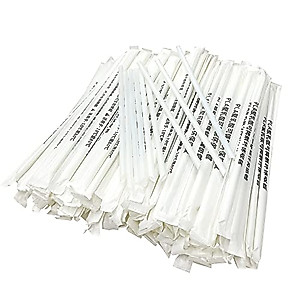 E-DAZZLE Biodegradable Plant Based Drinking Straws,200pcs Individually Wrapped Disposable Straws,Cocktail Straws,BPA Free Eco-Friendly Straws (7.5 inch 6 * 190mm)