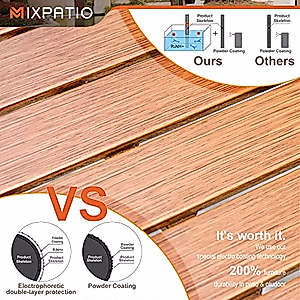 MIXPATIO 6 Person Outdoor Patio Dining Table with Umbrella Hole, Rectangle Metal Table for Garden, Backyard and Porch