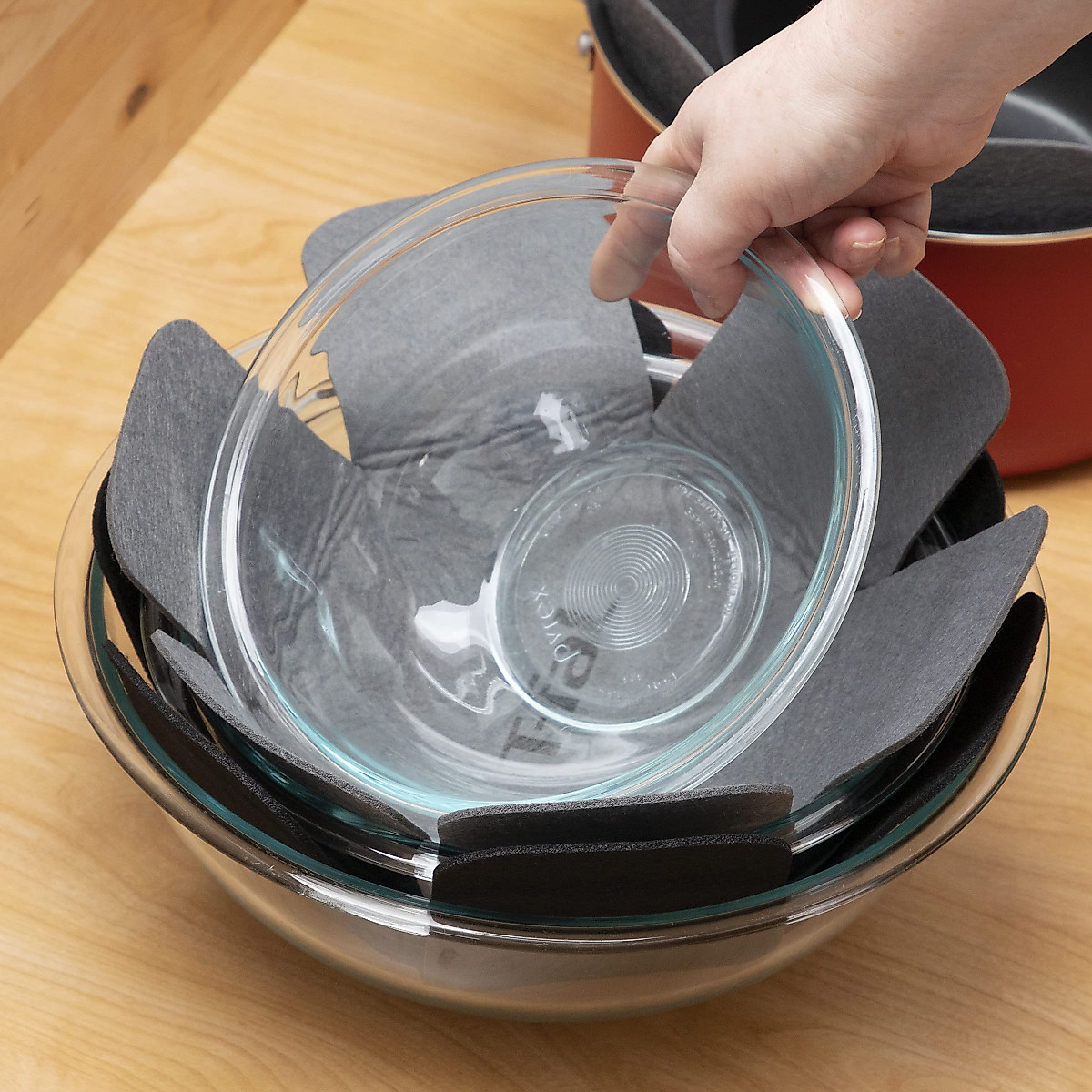 T-fal Premium Pot, Pan Cookware Protectors (6-Pack) for Stacking & Kitchen Organization, 14", 16" 18" Black and Gray