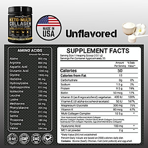 Peacock Max Keto Multi Collagen 5 Types with Bone Broth, Unflavored 16.2 oz Nutrition Protein Powder with Hydrolyzed Peptides, MCT Oil, Biotin, Supports Joints, Bones, Skin, Gut Health