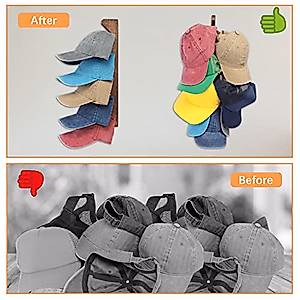 TRIRITE 3 Pack Wooden Wall Mount Baseball Caps Organizer Hanger, Wall Vertical Hat Racks for Closet Door Bedroom Entryroom Laundry