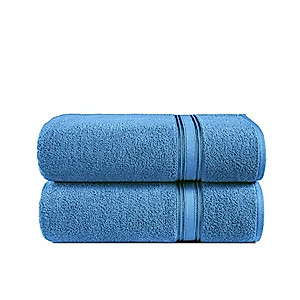 Hotel Spa Luxury Bath Sheet - 2 Pack - Oversized Bath Towels Extra Large 35 x 65 - 100% Cotton Extra Large Bath Towels, Hotel Towels, Soft Absorbent Everyday Use Easy Care Towel Set - Sky Blue Towels