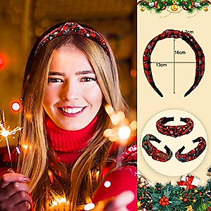 Christmas Headbands for Women Girls, TOBATOBA 3 PCS Christmas Hair Accessories Christmas Headbands for Kids, Fashion Plaid Headbands Holiday Hairbands Christmas Stocking Stuffers for Women Girls