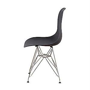 NC Set of 4 Modern Design Dining Chair with Chrome Metal Legs, Nordic Style Exquisite Design Chair for Living Room, Office, Study, Bedroom, Black