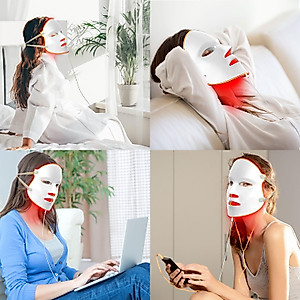 Aphrona FDA cleared LED Facial Skin Care Mask MOONLIGHT PRO 7 Color Treatment Photon Mask (White)