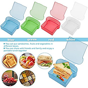 GothaBach 4 Pcs Toast Shape Sandwich Box, Toast Fresh-keeping Container, Food Storage Sandwich Containers for Lunch Prep(4 Colors)