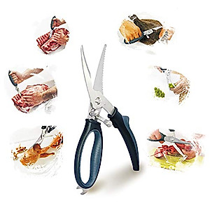 Poultry Shears - Heavy Duty Kitchen Scissors for Cutting Chicken, Poultry, Game, Bone, Meat - Chopping Food - Spring Loaded