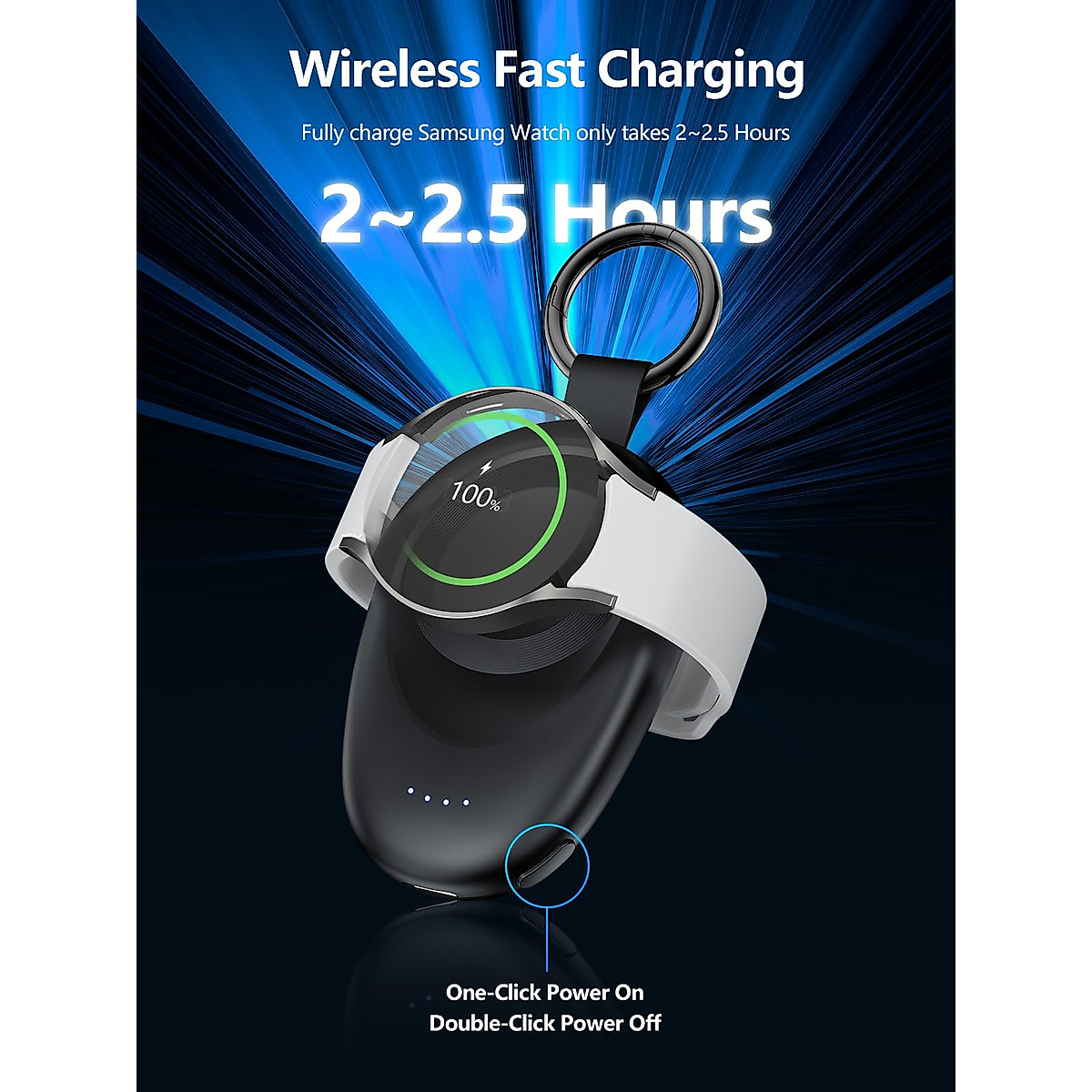 GagaKing for Samsung Galaxy Watch 7 Ultra Charger, 1400mAh Fast Charging Portable Wireless Power Bank, Magnetic Travel Car Keychain Charger for Galaxy Watch 7/Ultra/6/6 Classic/5 Pro/4/3, Active2/1