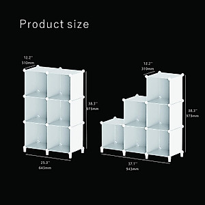 SIMPDIY Storage Modular Cubes 6 Cubes White (93x93x30cm) Plastic Portable Organizer Bookshelf Shelf Rack
