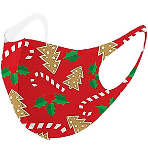 5PCS Black Face Mask Covers with Elastic Ear Loop Cover Full Face Anti-Dust, Unisex, Washable, Breathable, and Reusable (Adults Christmas)