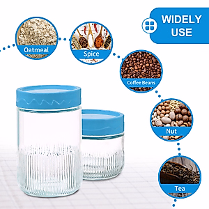 GULFLIN 12 Pack Glass Jars with Screw Lids for Overnight Oats Snacks Candle Canning Spice Wide Mouth Leak-proof Storage Containers Airtight - Reusable Stackable Kitchen Canisters Set