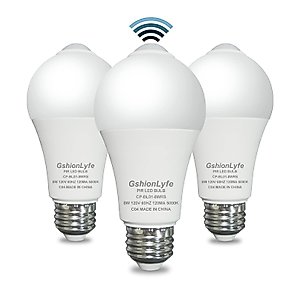 GshionLyfe Motion Sensor Light Bulbs, Dusk to Dawn Motion Activated Light Bulb 8W 800LM (60W Equivalent) 5000K Cold White, A19 E26/E27 UL Listed Auto On/Off Motion LED Bulb for Indoor Outdoor Lighting