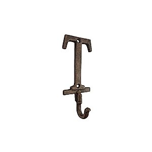 Handcrafted Nautical Decor Rustic Copper Cast Iron Letter T Alphabet Wall Hook 6"