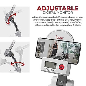 Sunny Health & Fitness Smart Compact Magnetic Rowing Machine with Exclusive SunnyFit® App Enhanced Bluetooth Connectivity – SF-RW521020