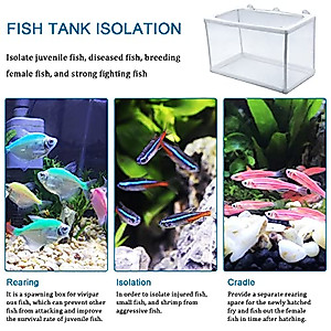 2 Pack Aquarium Fish Breeder Box, Fish Isolation Box, Hatching Box, Juvenile Fish Spawning Incubator, Water Isolation Net Hatchery with Incubator Mesh and 10 Suction Cup(Small Size,Big Size)