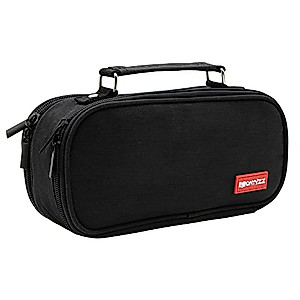 ONTYZZ Large Pencil Case with Double Zipper Multiple Compartment Pencil Pouch Durable Cosmetic Bag for Work Cosmetic Storage Black
