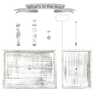 2 Tiered Tray Stand for Decor, Rustic Wooden Farmhouse Decorative Tray for Home Coffee Table Kitchen Counter by Witsbrez (White Wash Rectangle)