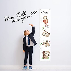 Personalized Kids Canvas Growth Chart, Height Chart, Growth Chart Banner, Sloth Theme