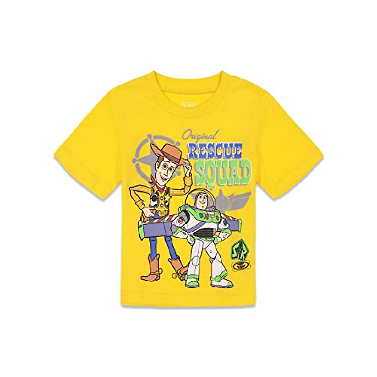 Disney Pixar Toy Story Buzz Lightyear Woody Toddler Boys Athletic T-Shirt and Mesh Shorts Set Yellow 3T