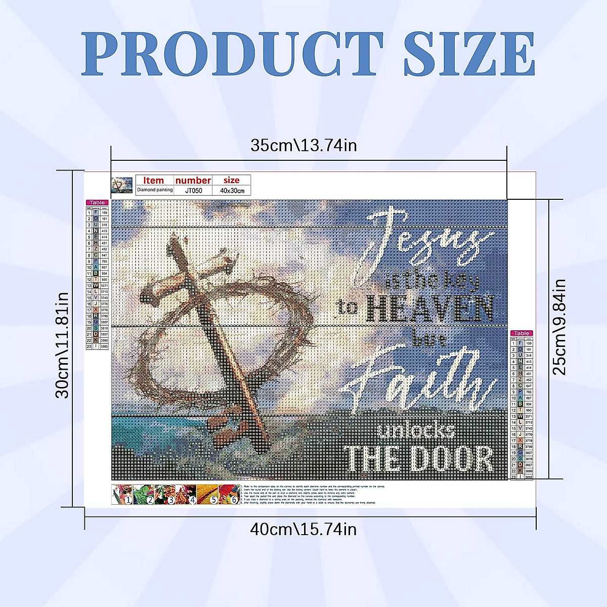 5D Diamond Art Painting with Christian Theme Jesus is The Sky to Heaven but Faith unlocks The Door Jesus Diamond Art Kit for Adults, Ideal for Gifting or Home Decor