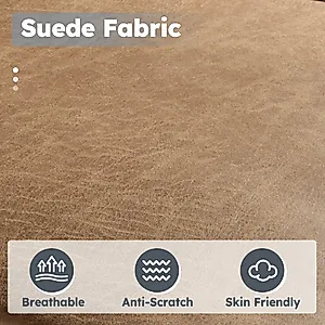 XIZZI 71" Mid-Century Modern Sofa Couch,Faux Leather 3 Seater Sofa w/Key Armrest and Comfortable Cushions,Comfy Deep Seats Sofa Small Couch for Living Room Office Apartment Small Space (Brown)