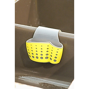 Sink Caddy Sponge Holder- Kitchen Sink Soap Holder-Plastic Saddle Faucet Caddy-Sink Organizer for Brushes, Sponges, Soap, Utensils (Yellow)
