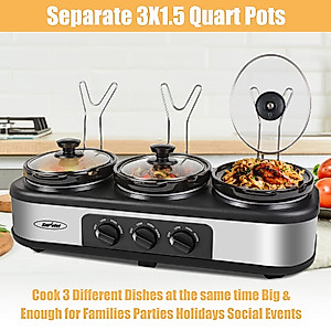 24 Quart Turkey Roaster Oven with Removable Pan and Rack & Triple Slow Cooker Food Warmer