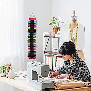 Hellpnoom Vinyl Roll Holder and Craft Room Organizer Hanging Diamond Painting Accessories Closet Door and Wall Mount Storage Rack 22 Adjustable Compartments (Red)