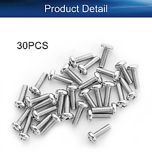 Yinpecly 30Pcs Knob Pull Machine Screw M4 x 12mm Machine Screws Pan Phillips Cross Head Screw 304 Stainless Steel Fasteners Bolts Silver Gray Replacement Screws for Cabinet Pulls Kitchen Handles
