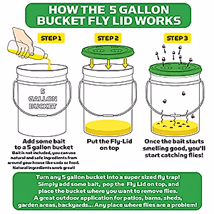 Billy-Bob Fly-Lid 5 Gallon Bucket Fly Lid (3 Pack) Turn Any 5 Gallon Bucket into a Fly Trap!