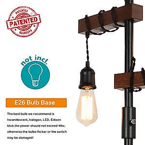 Airposta Industrial Floor Lamp, Farmhouse Tree 68 Inch 3 Lights Wood Standing Lamp, Sturdy Base Tall Vintage Metal Black Pole Light for Living Room Bedroom Office Rustic Home