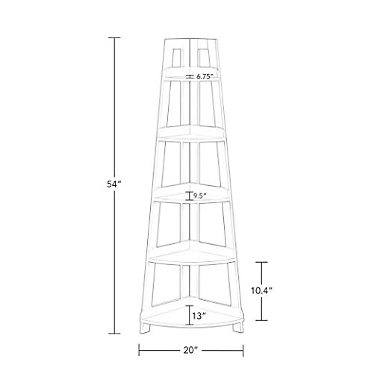 RiverRidge Kids 5-Tier Corner Ladder Floor Shelf, White (02-186)