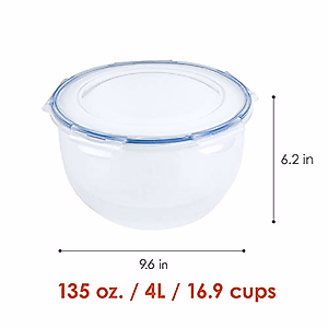 LocknLock Easy Essentials Food Storage lids/Airtight containers, BPA Free, Salad Bowl-16.9 Cup, Clear