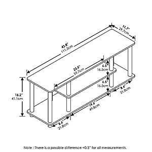 Furinno Turn-N-Tube No Tools 3D 3-Tier Entertainment TV Stand up to 50 inch TV, Round Tubes, Walnut