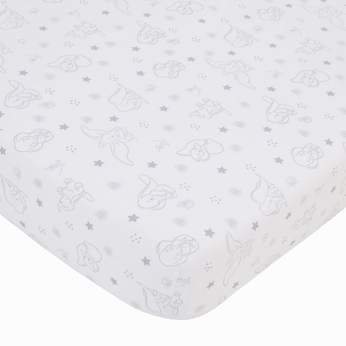 Disney Dumbo Shine Bright Little Star White, Gray, and Aqua Cloud 3 Piece Nursery Mini Crib Bedding Set - Comforter and Two Fitted Mini Crib Sheets