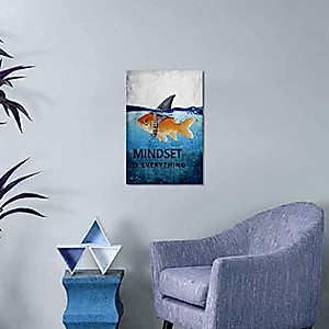Mindset is Everything Motivational Canvas Office Wall Art Inspirational Entrepreneur Quotes Poster Print Artwork Painting Wall Picture for Living Room Bedroom Office Framed Ready to Hang-12”Wx18”H
