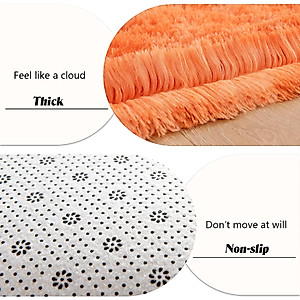Rtizon Fluffy Rugs for Girls Bedroom, 4x6 Feet Soft Shaggy Orange Area Rug for Kids Playroom Living Room Dorm, Kawaii Tie-Dye Princess Rug for Baby Toddler Nursery, Orange