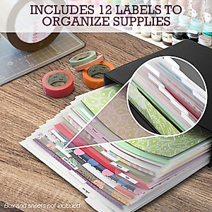 Samsill Scrapbook Paper Storage Organizer, 12 Count of Individual Top Loading Files with Customizable Tabs, Holds 12 x 12 Inch Scrapbook Paper, Vinyl Paper, Photos, Clear, PVC and Acid Free, 12 Pack