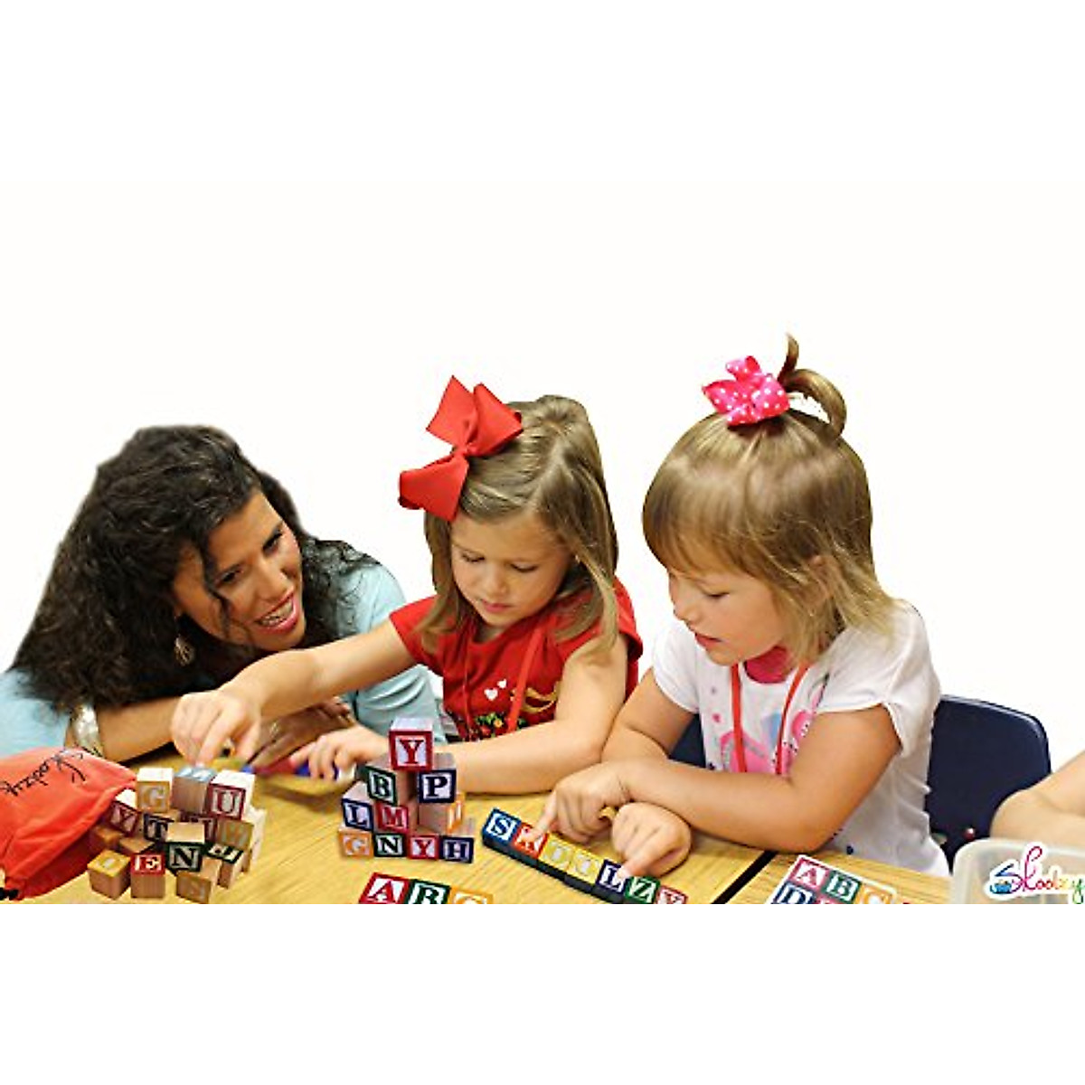 Skoolzy ABC Wooden Blocks for Toddlers 30 Wood Alphabet Blocks Montessori Stacking Letter Preschool Learning Toys Develop Language Skills Boys and Girls Ages 2+ Includes eBook & Storage Bag