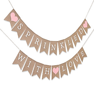 Sprinkled with Love Burlap Banner - Burlap Baby Shower Banner , Sprinkled with Love Baby Shower Decorations , Baby Sprinkle Banner, Sprinkled With Love Sign, Rustic Girl Boy Shower Burlap Banner , Photo Decoration Props