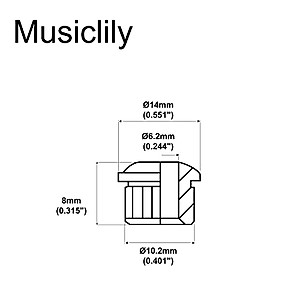 Musiclily Pro 6mm to 10mm Vintage to Modern Sized Guitar Tuner Conversion Bushings Tuning Pegs Adapter Ferrules, Chrome (Set of 6)