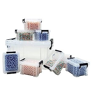 Mini Storage Bins with Lids, Bead Organizer Boxes, Plastic Craft Storage Containers - 9 Boxes
