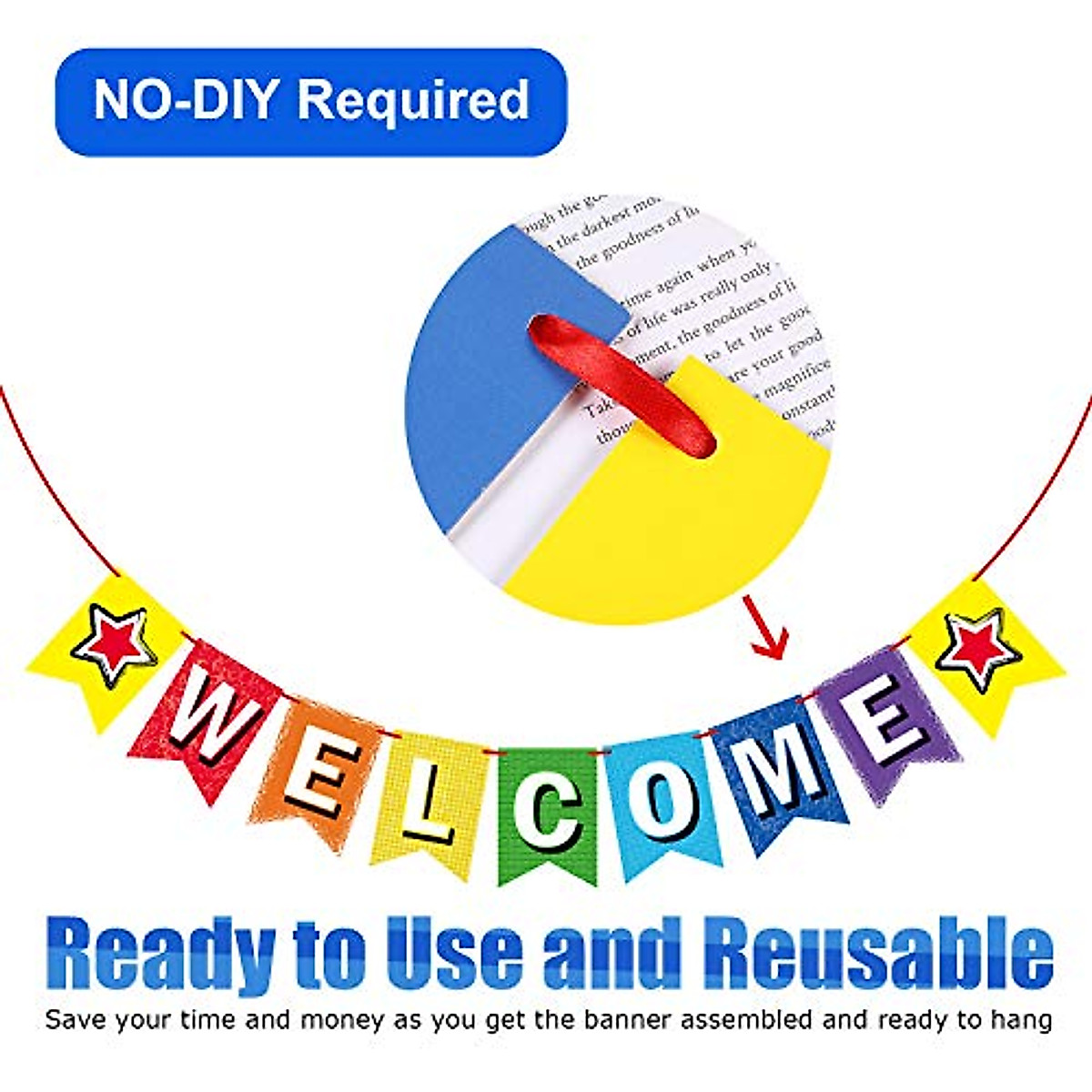 Welcome Banner for Party Supplies First Day of School Banner School Theme Party Decorations for Students and Teachers