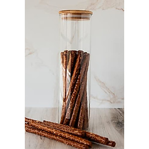 Cestari Pasta Storage Jars: Spaghetti Container Glass Pasta Jar with Bamboo Lid, Airtight Dry Food Storage Kitchen Canister for Pasta, Spaghetti, Macaroni, Rotini, Noodles, Candy, and More