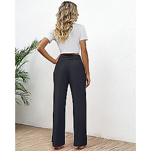 Neer 3 Pack Women's Lounge Pants Wide Leg Yoga Sweatpants with Pockets High Waisted Drawstring Lounge Loose Workout Jogger(Black, Dark Gray, Pink, X-Large)