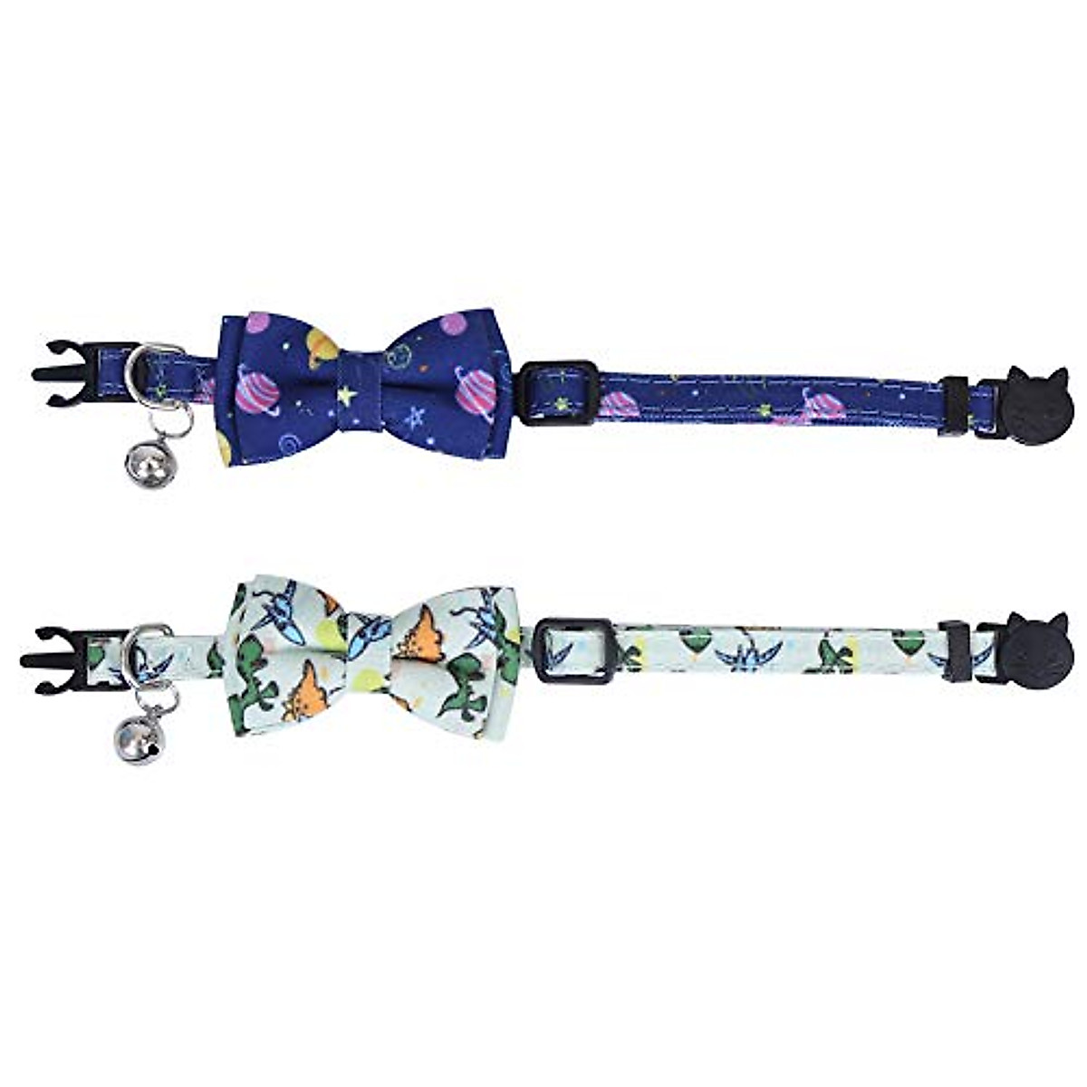 Lamphyface 2 Pack/Set Cat Collar Breakaway with Cute Bow Tie and Bell for Kitty Adjustable Safety